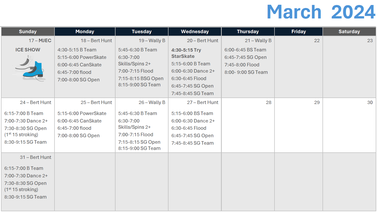 Ice Schedules :: Moose Jaw Skating Club